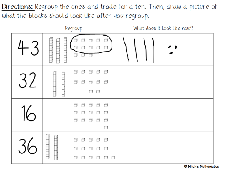 FREEBIE Place Value Adding w/ Regrouping 2 Digits Tens and Ones Base ...