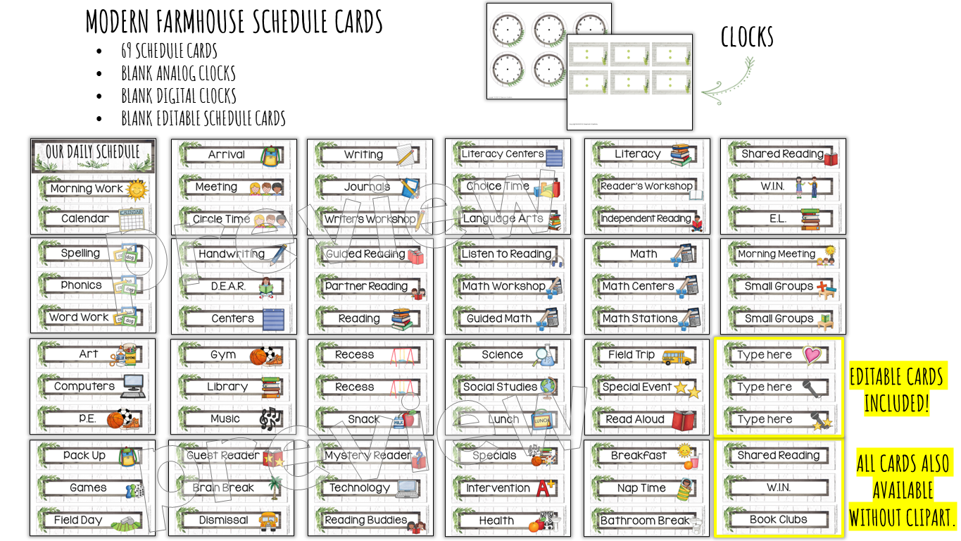 Modern Farmhouse Schedule Cards- Classroom Decor | Made By Teachers
