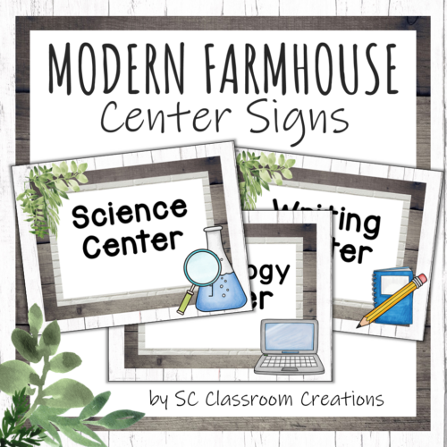 Modern Farmhouse Center Signs- Classroom Decor | Made By Teachers