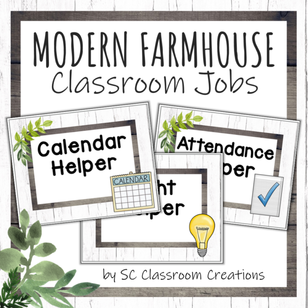 Modern Farmhouse Classroom Jobs - Made By Teachers