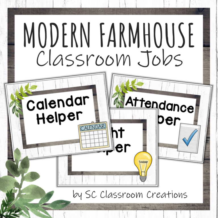 Modern Farmhouse Classroom Jobs | Made By Teachers