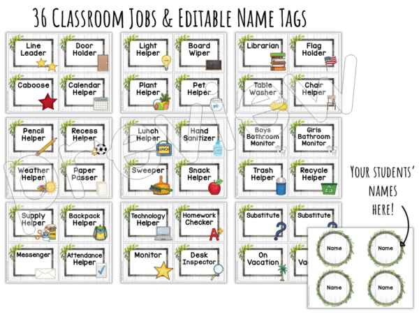 Modern Farmhouse Classroom Jobs | Made By Teachers