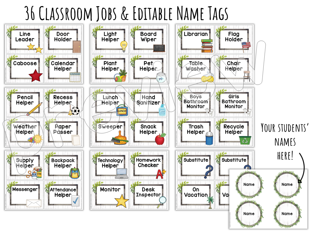 Modern Farmhouse Classroom Jobs | Made By Teachers