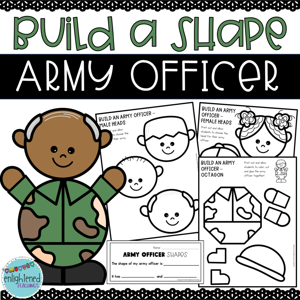 Veterans Day Craft - Build an Army Officer Shape Craft - 2D Shape ...