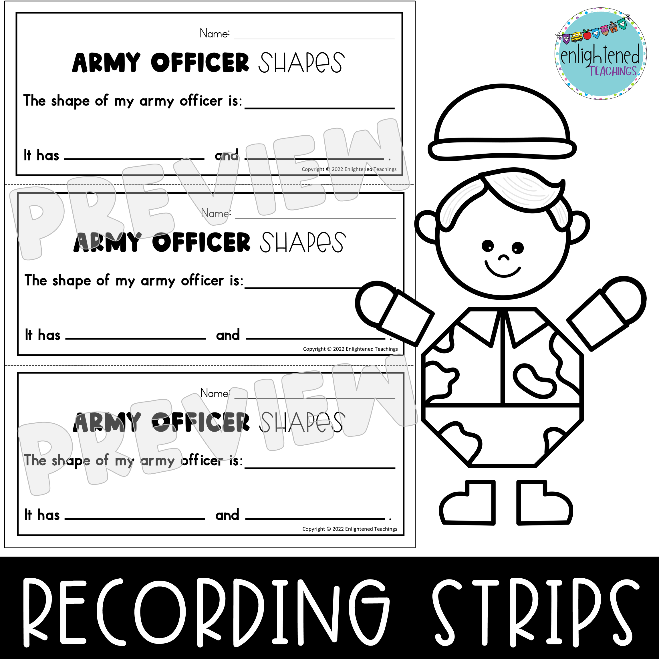 Veterans Day Craft - Build an Army Officer Shape Craft - 2D Shape ...