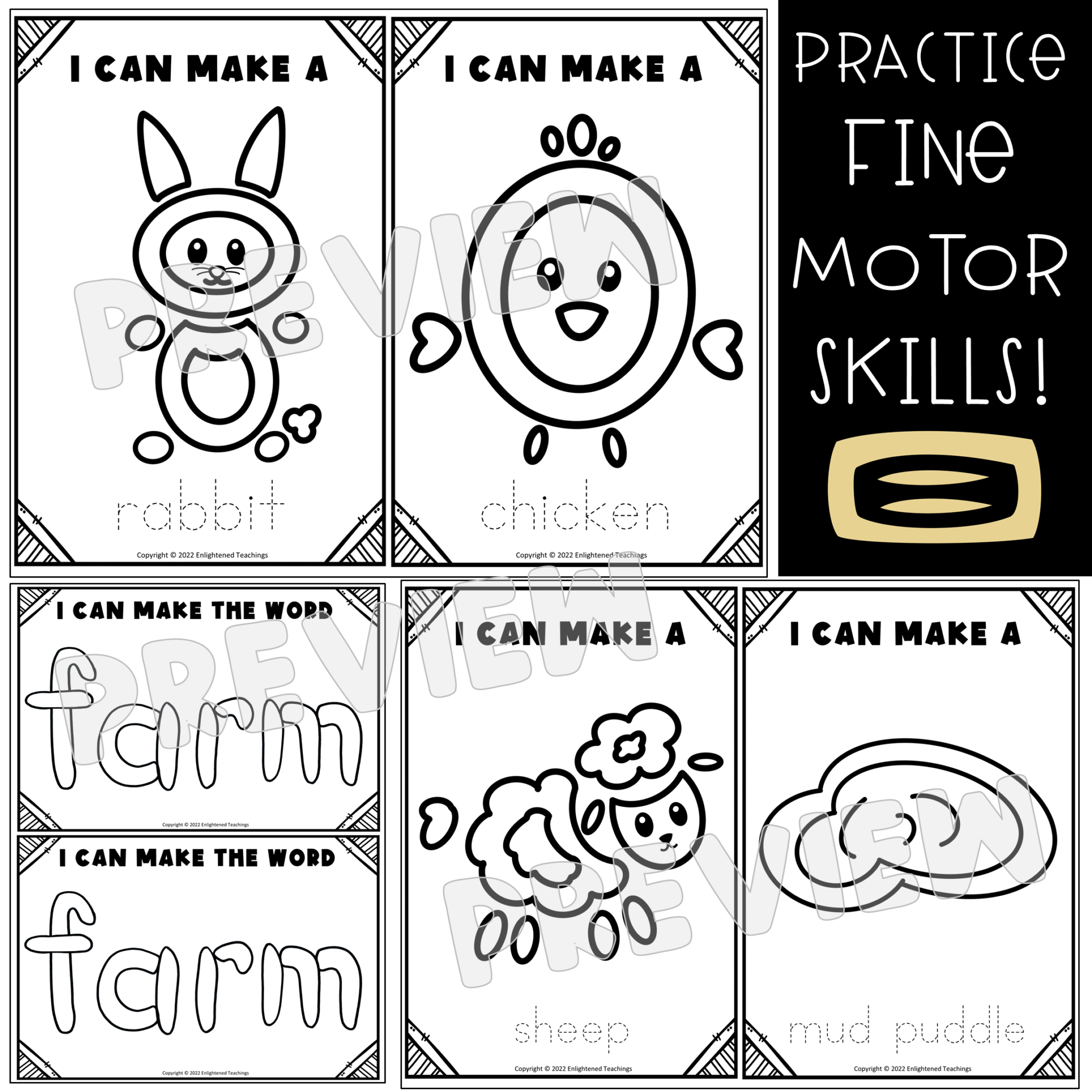 Farm Play Dough Mats Fine Motor Skills, Farm Playdough Mats, Farm ...