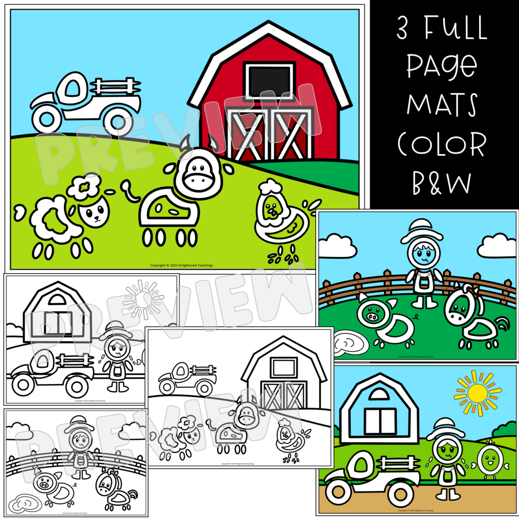 Farm Play Dough Mats Fine Motor Skills, Farm Playdough Mats, Farm ...