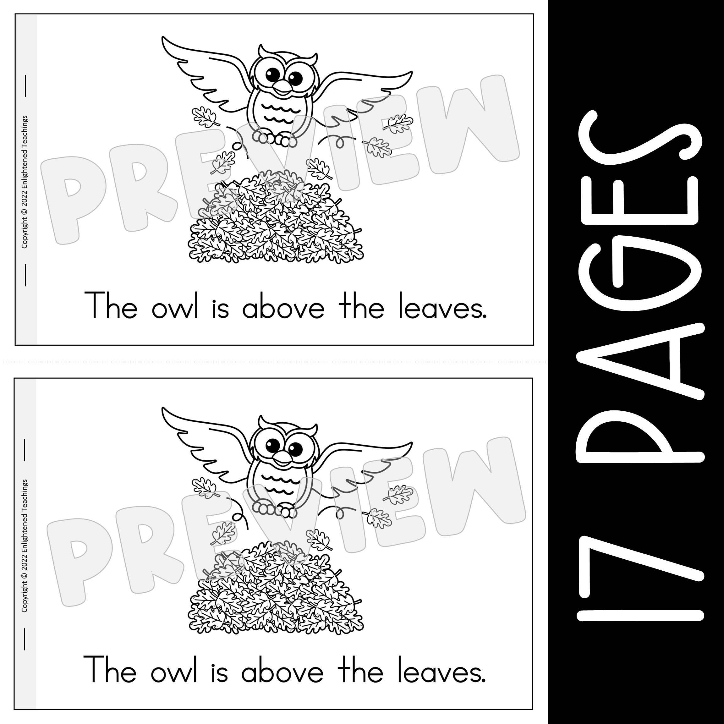 Fall Prepositions Emergent Reader Reference Guide Owl and Leaves | Made ...