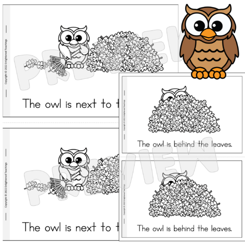 Fall Prepositions Emergent Reader Reference Guide Owl and Leaves - Made ...