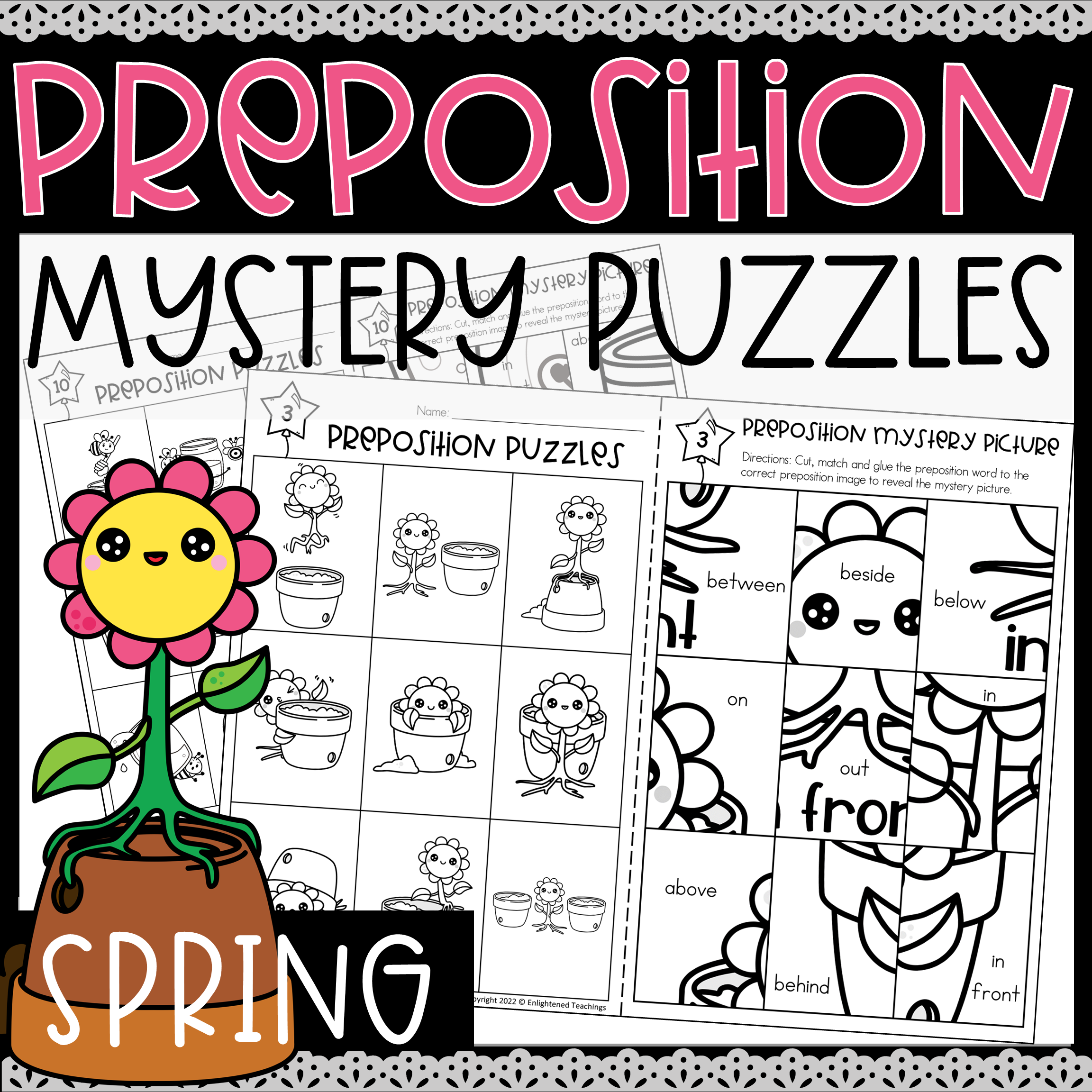 Spring Preposition Worksheets - Preposition Mystery Picture Puzzles ...
