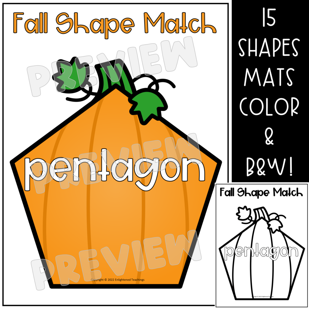 Fall 2D Shapes Sorting Mats Shape Matching Math Center - Autumn Shapes ...