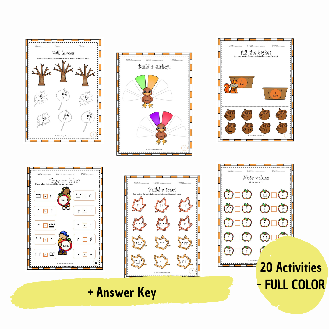 FALL ACTIVITIES - Rhythm and Music Math - Made By Teachers