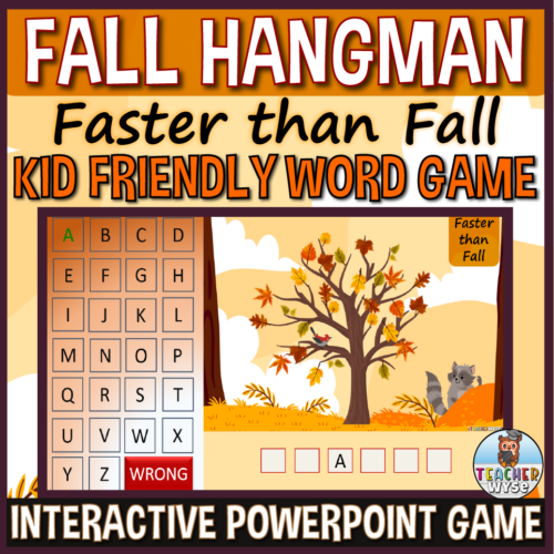 Fall Hangman Interactive Word Game | Faster than Fall A Fun PowerPoint ...
