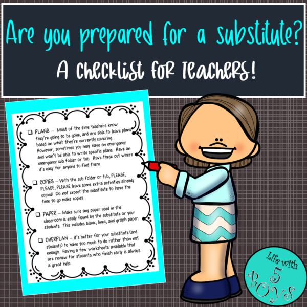 Substitute Checklist for Teachers - Made By Teachers