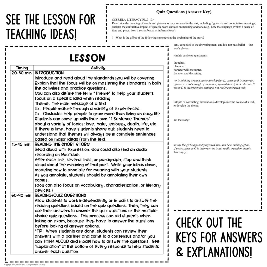 The Cactus Quiz O. Henry Short Story with Comprehension Questions ...