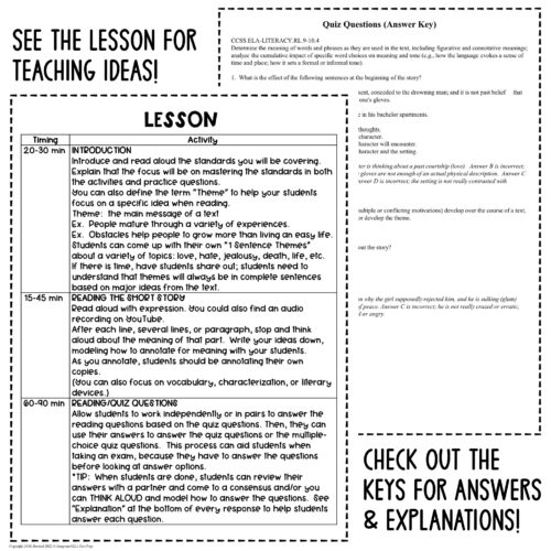 The Cactus Quiz O. Henry Short Story with Comprehension Questions ...