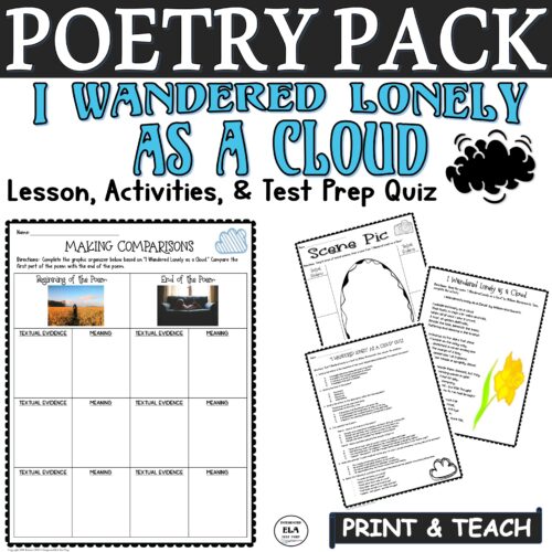 I Wandered Lonely as a Cloud Quiz Activities Questions Poetry ...