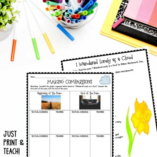 I Wandered Lonely as a Cloud Quiz Activities Questions Poetry ...