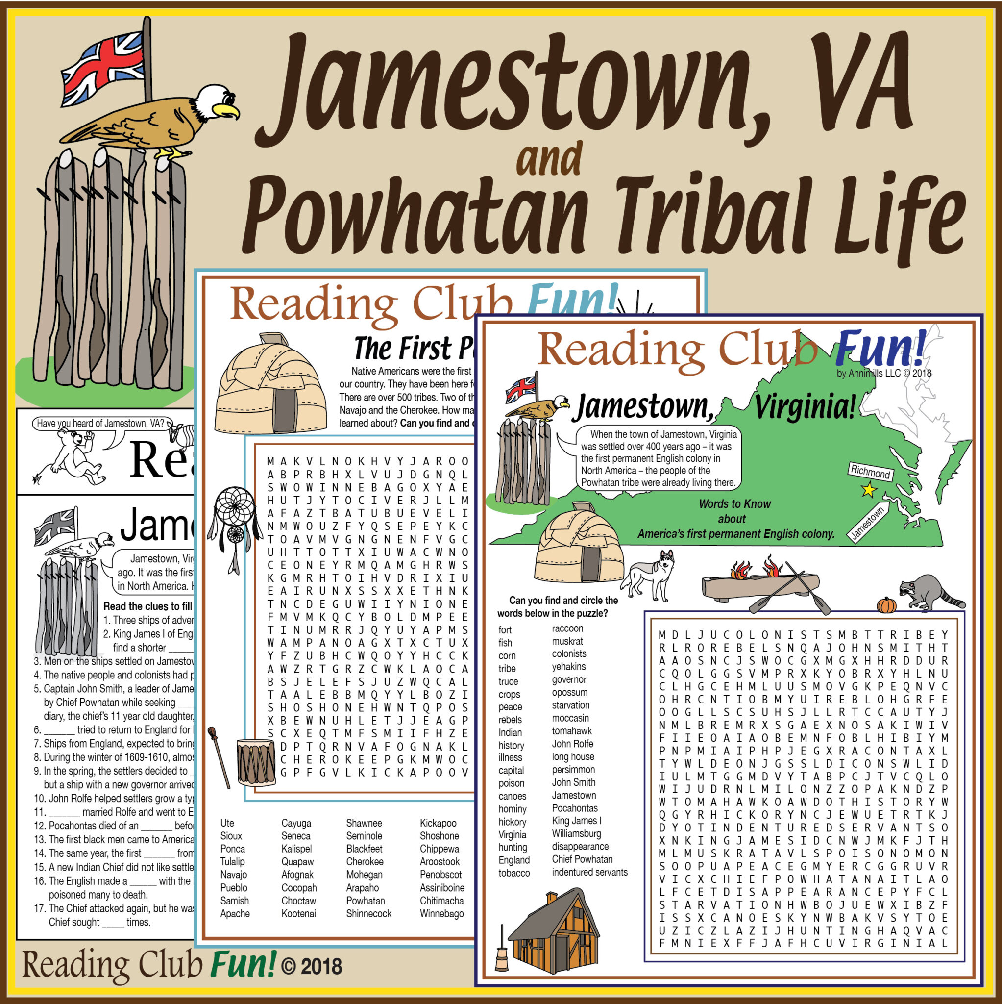 Jamestown, Powhatan, First People (Native Americans) Printable Puzzles ...