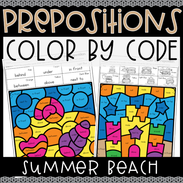 Summer Preposition Color by Code NO PREP Summer Preposition Coloring ...