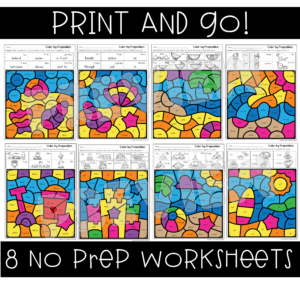 Summer Preposition Color by Code NO PREP Summer Preposition Coloring ...