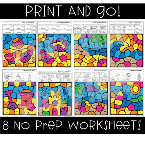Summer Preposition Color by Code NO PREP Summer Preposition Coloring ...