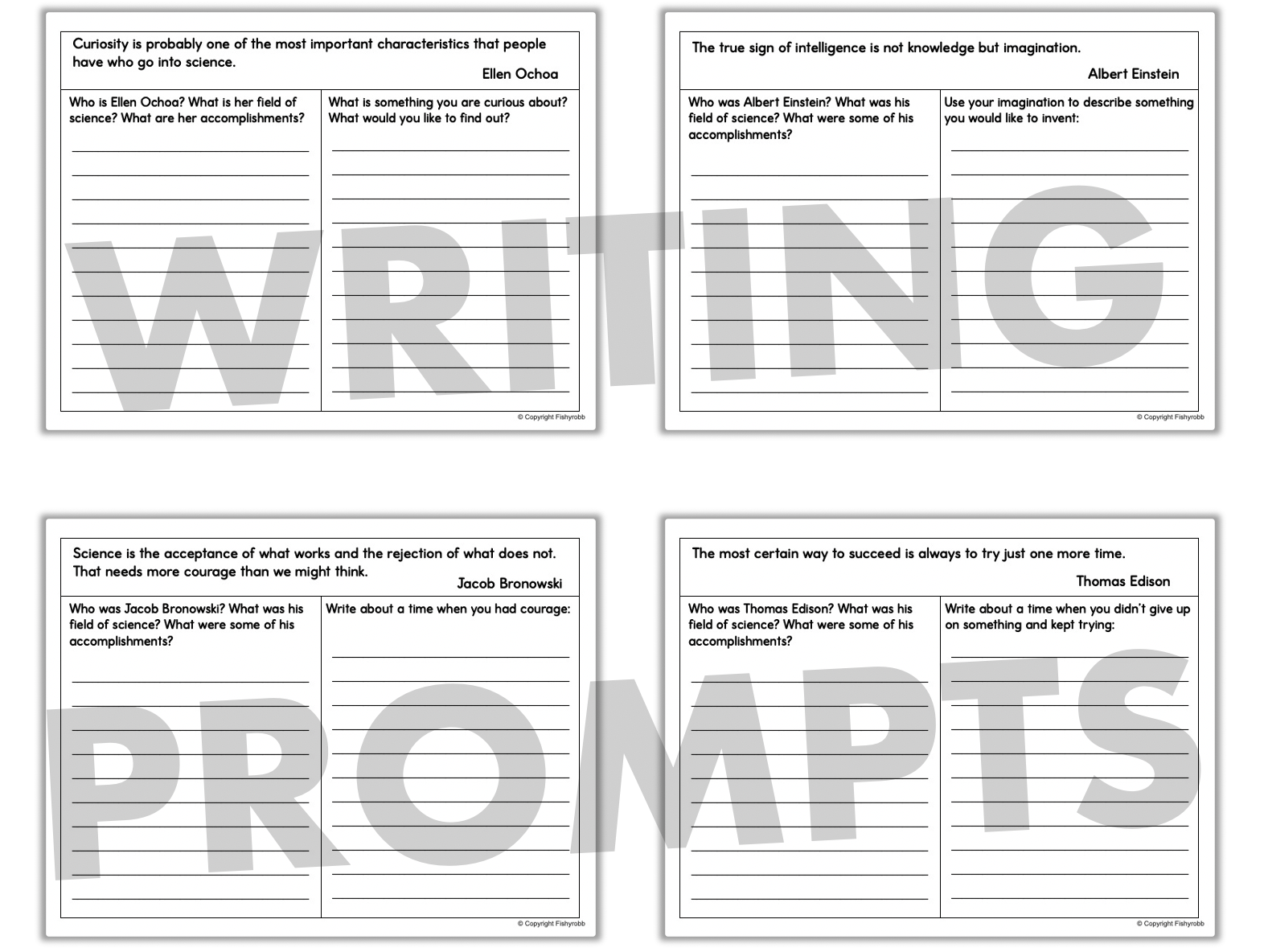 STEM Science Inspirational Quotes Posters & Writing Prompts | Made By ...