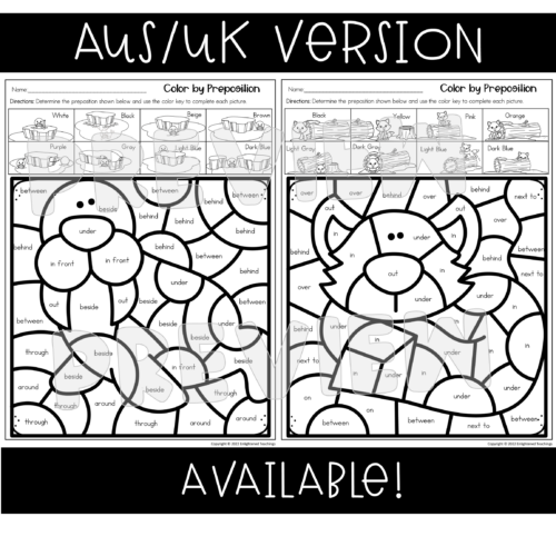 Arctic Animal Preposition Color by Code NO PREP Winter Preposition ...