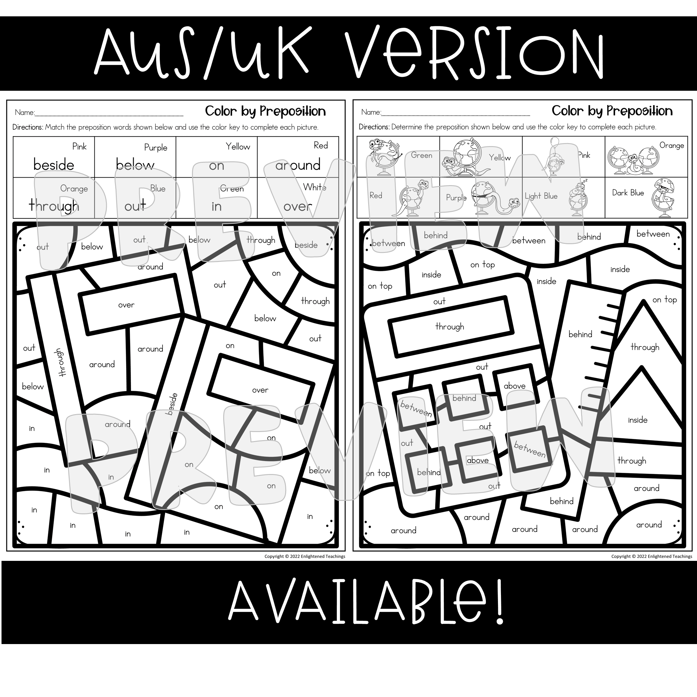 School Preposition Color by Code NO PREP School Preposition Coloring ...