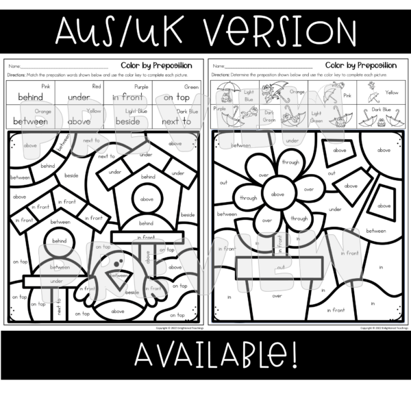 Spring Preposition Color by Code NO PREP Spring Preposition Coloring ...