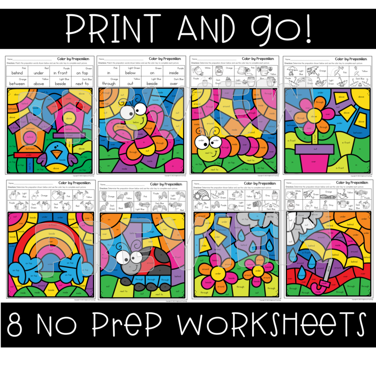 Spring Preposition Color by Code NO PREP Spring Preposition Coloring ...