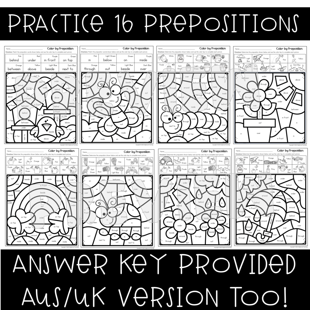 Spring Preposition Color by Code NO PREP Spring Preposition Coloring ...