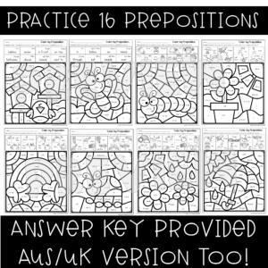 Spring Preposition Color by Code NO PREP Spring Preposition Coloring ...