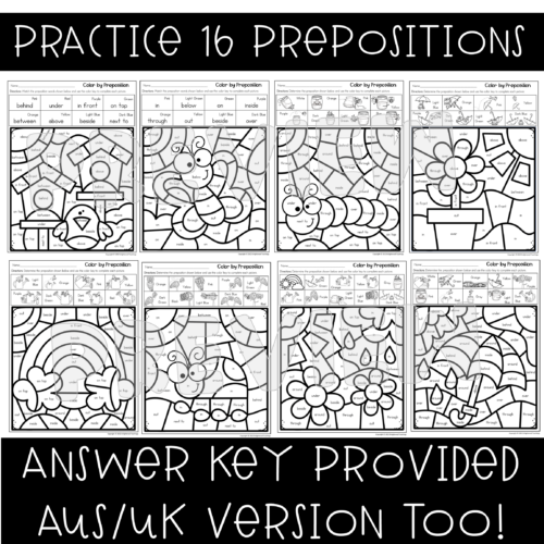 Spring Preposition Color by Code NO PREP Spring Preposition Coloring ...