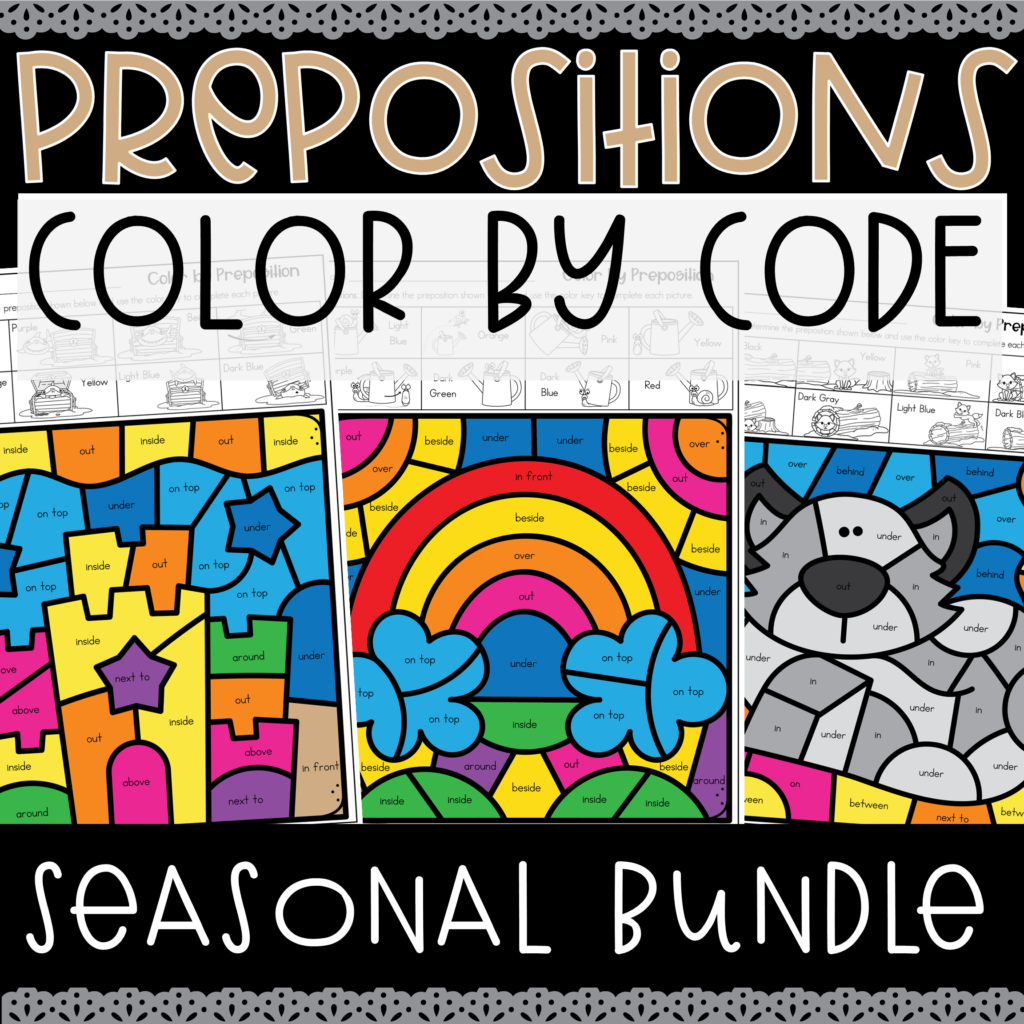 Preposition Color by Code NO PREP Preposition Coloring Worksheets ...