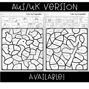 Preposition Color by Code NO PREP Preposition Coloring Worksheets ...