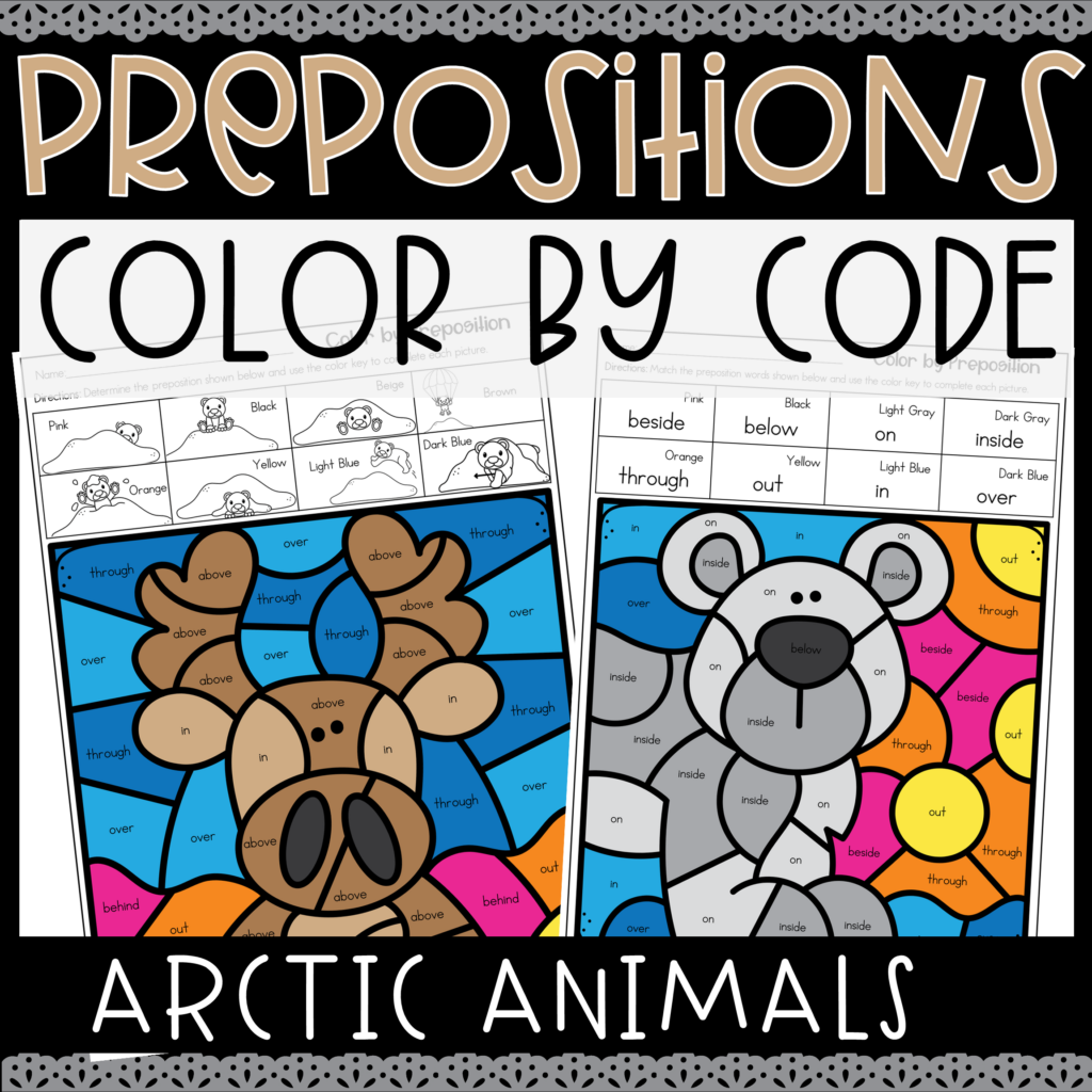 Preposition Color by Code NO PREP Preposition Coloring Worksheets ...
