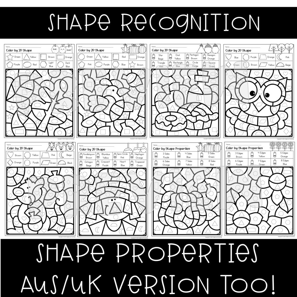 Fall 2D Shapes Color by Shape NO PREP Fall Shape Properties - Made By ...