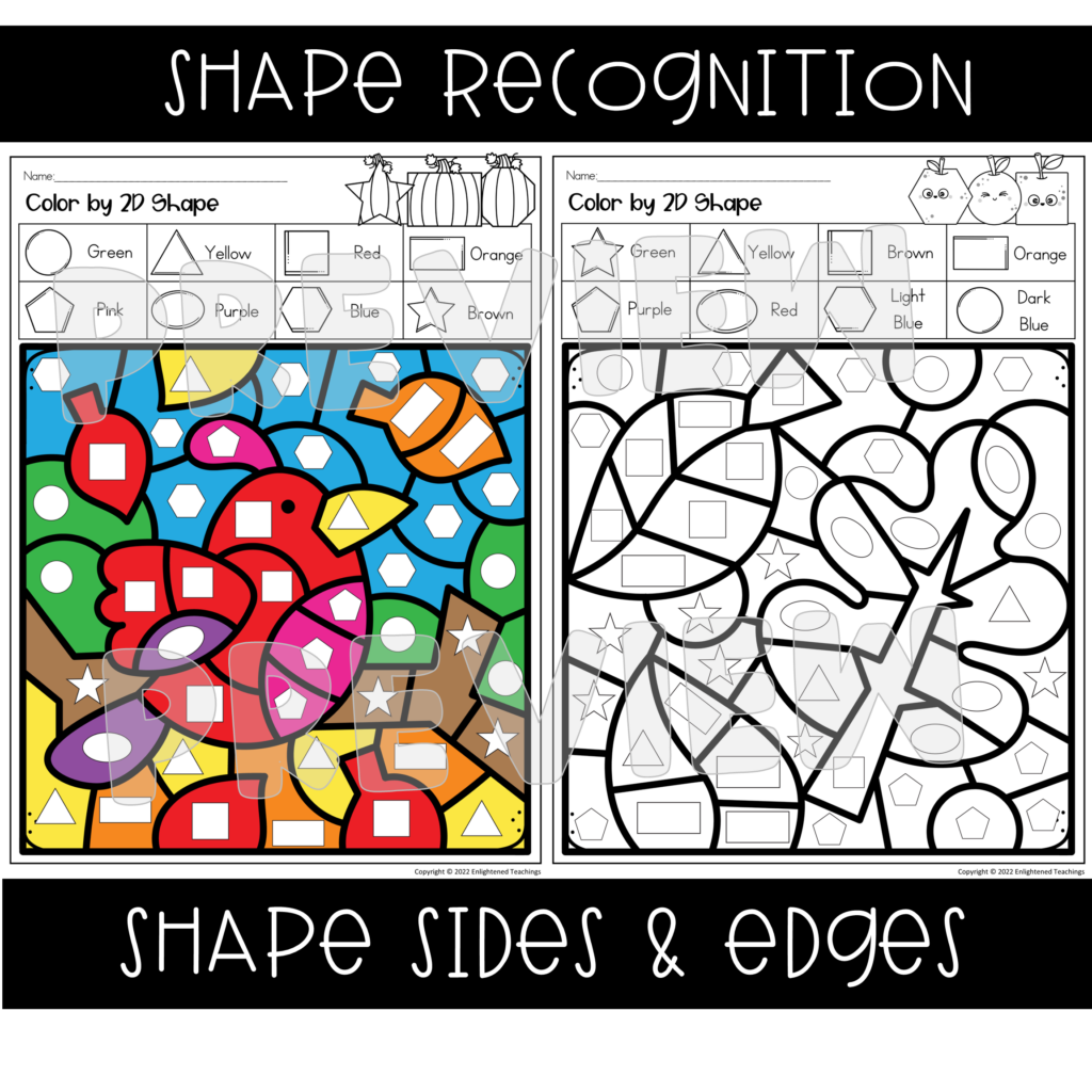Fall 2D Shapes Color by Shape NO PREP Fall Shape Properties | Made By ...