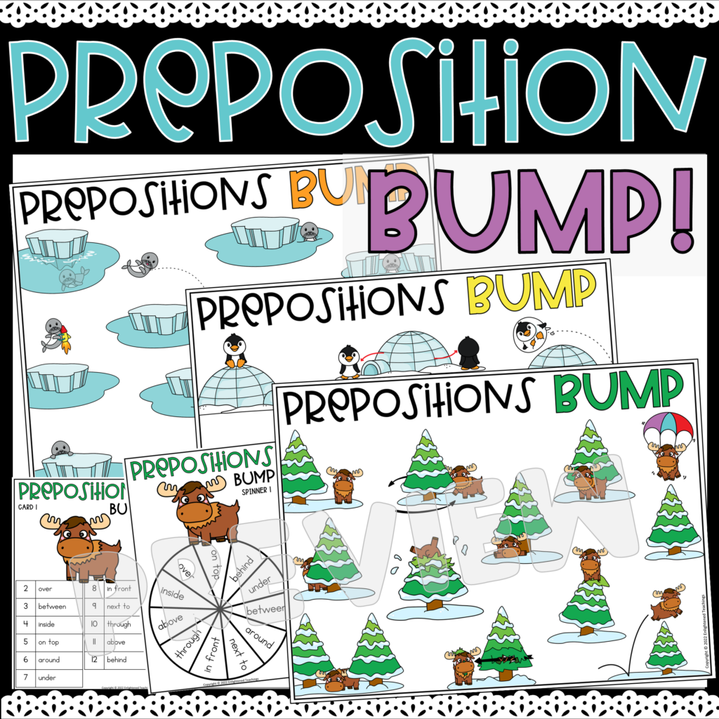 Winter Preposition BUMP Game - Positional Words BUMP - Arctic Animal ...
