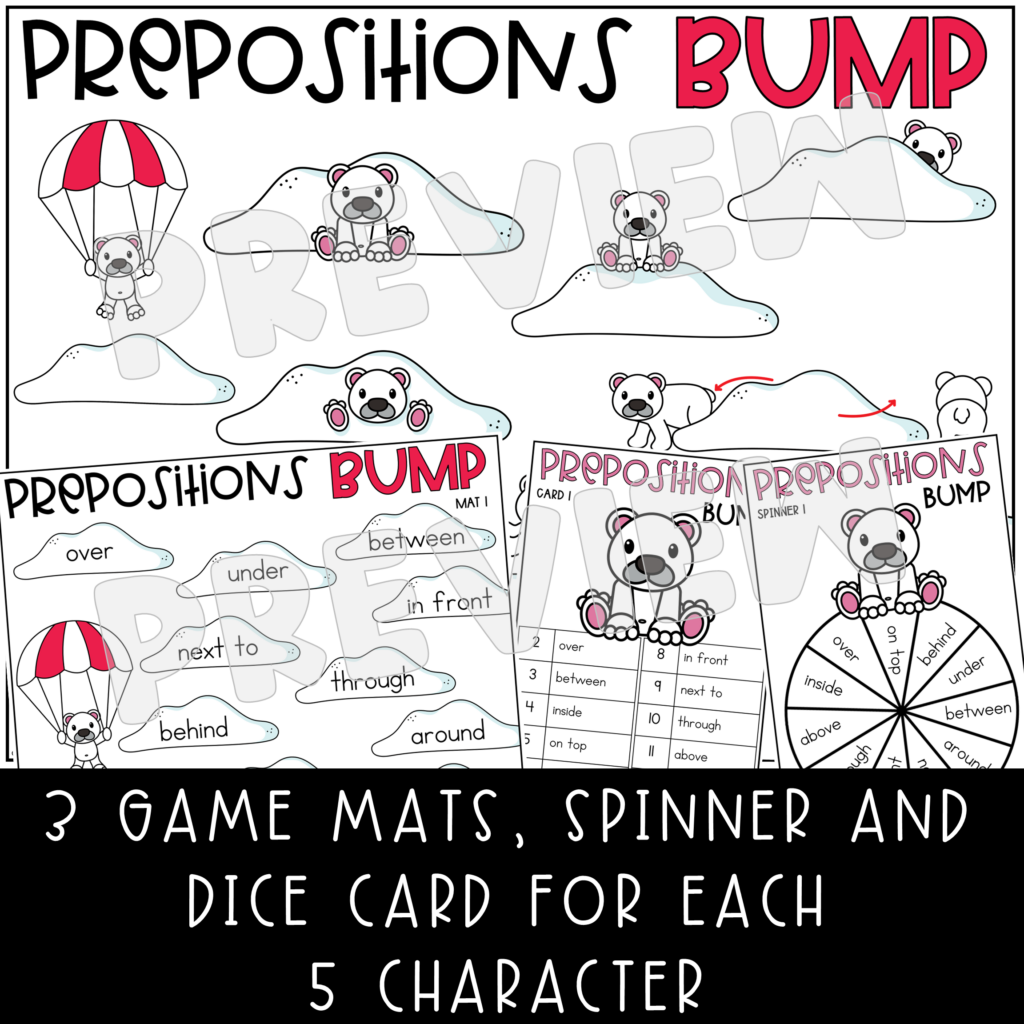 Winter Preposition BUMP Game - Positional Words BUMP - Arctic Animal ...