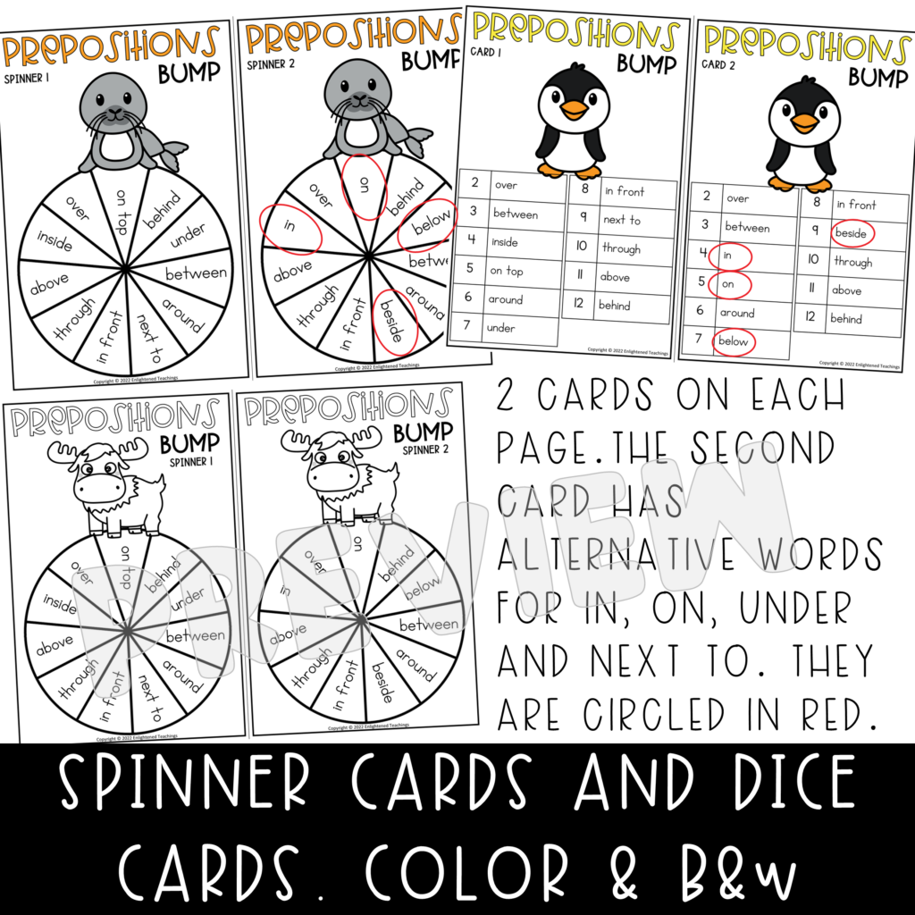 Winter Preposition BUMP Game - Positional Words BUMP - Arctic Animal ...