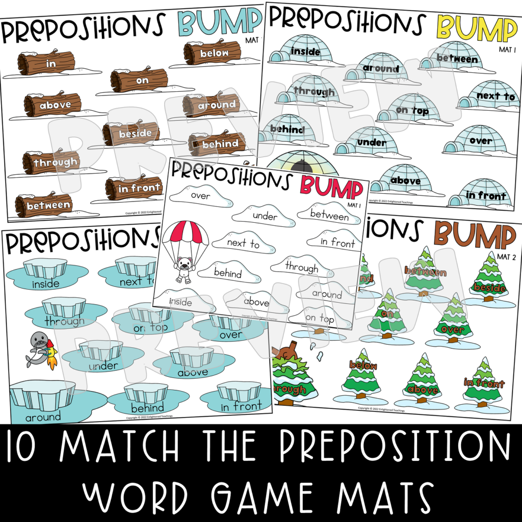 Winter Preposition BUMP Game - Positional Words BUMP - Arctic Animal ...