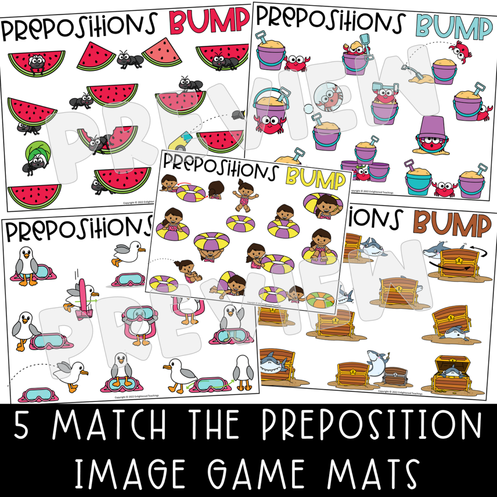Summer Preposition BUMP Game - Positional Words BUMP - Summer Theme ...