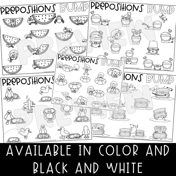 Summer Preposition BUMP Game - Positional Words BUMP - Summer Theme ...