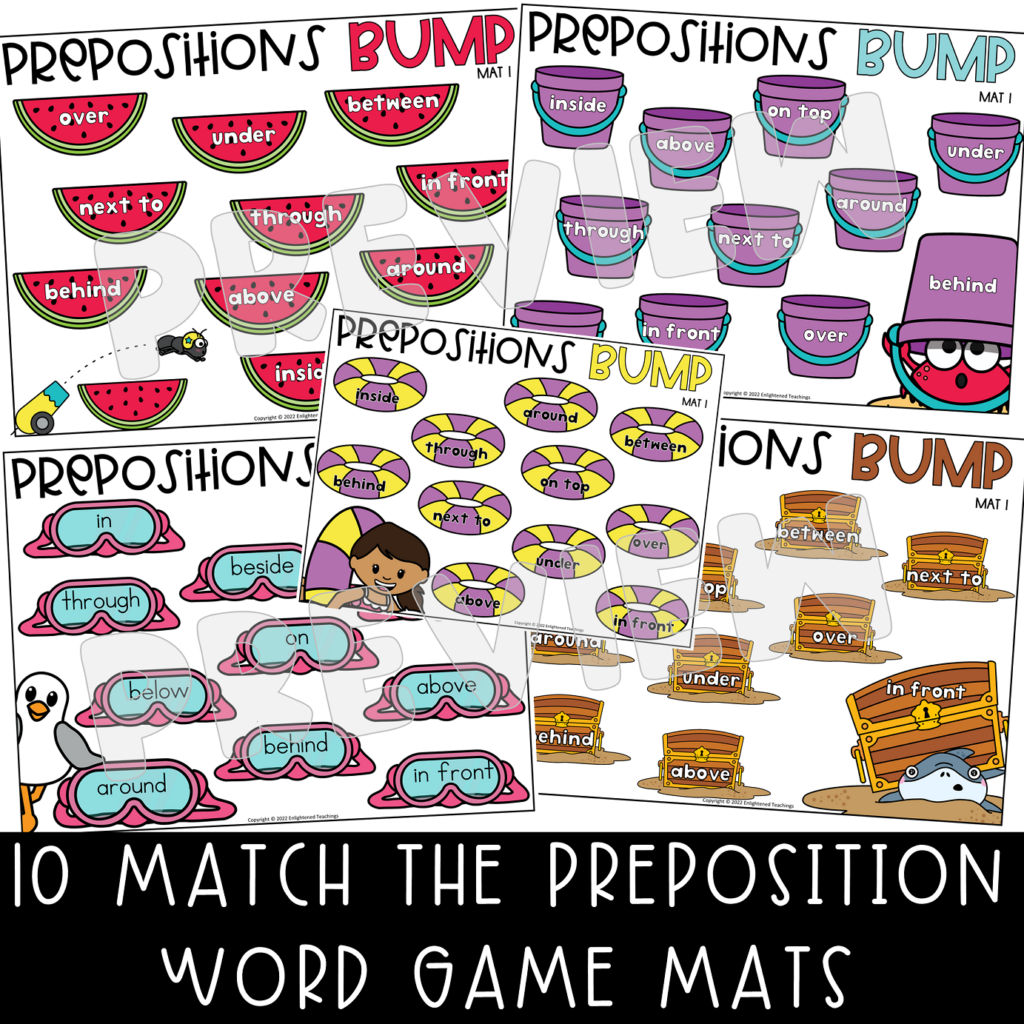 Summer Preposition BUMP Game - Positional Words BUMP - Summer Theme ...