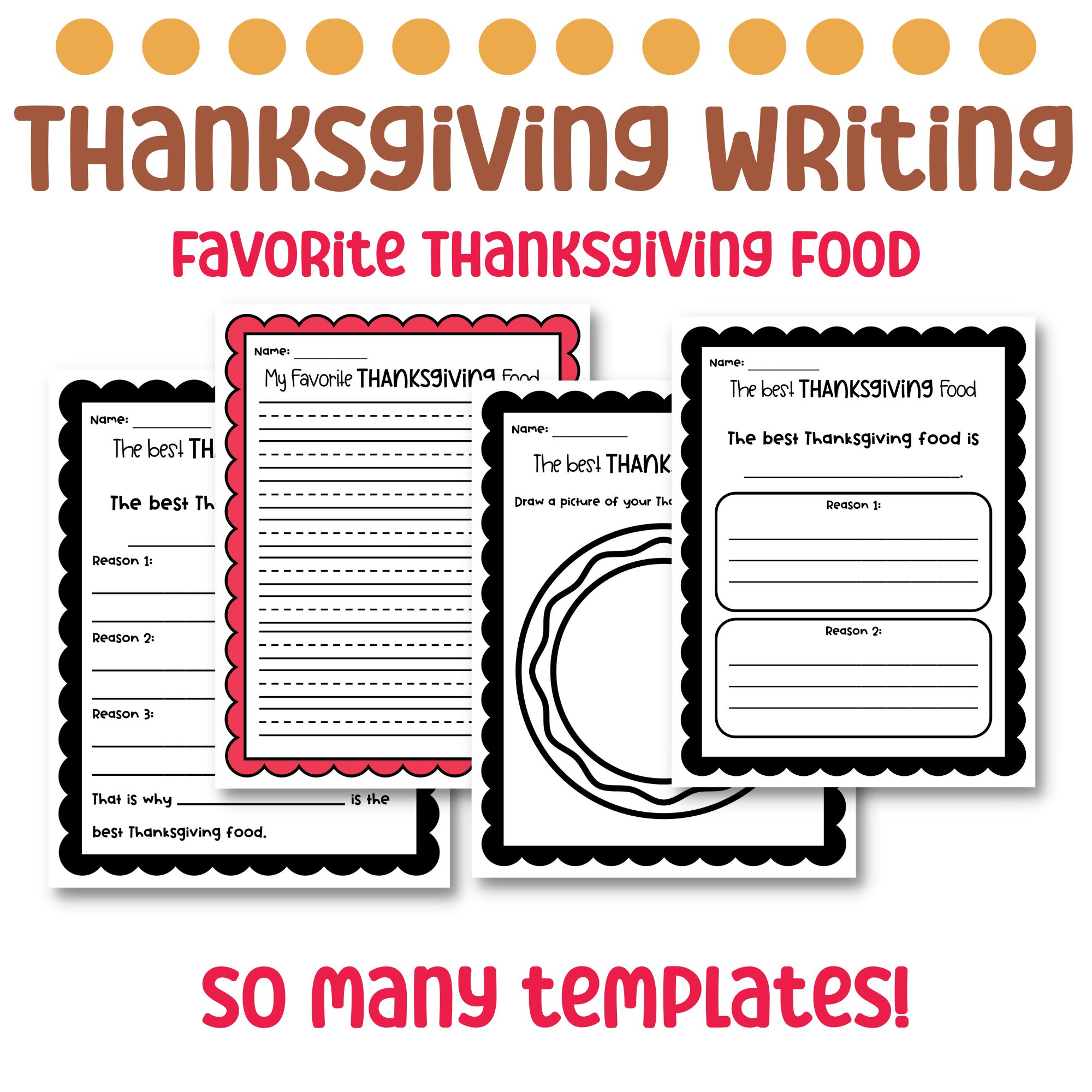 Thanksgiving Writing Project and Craft: Favorite Thanksgiving Food ...