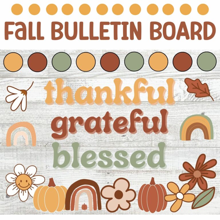 Retro Thanksgiving Bulletin Board and Boho Fall Door Decor | Made By ...