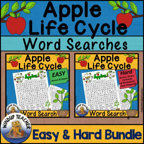 Apple Life Cycle Word Search BUNDLE - Made By Teachers