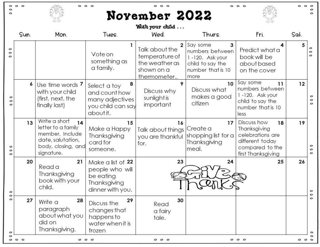 Homework Calendar Editable 1st Grade November 2022 Free | Made By Teachers